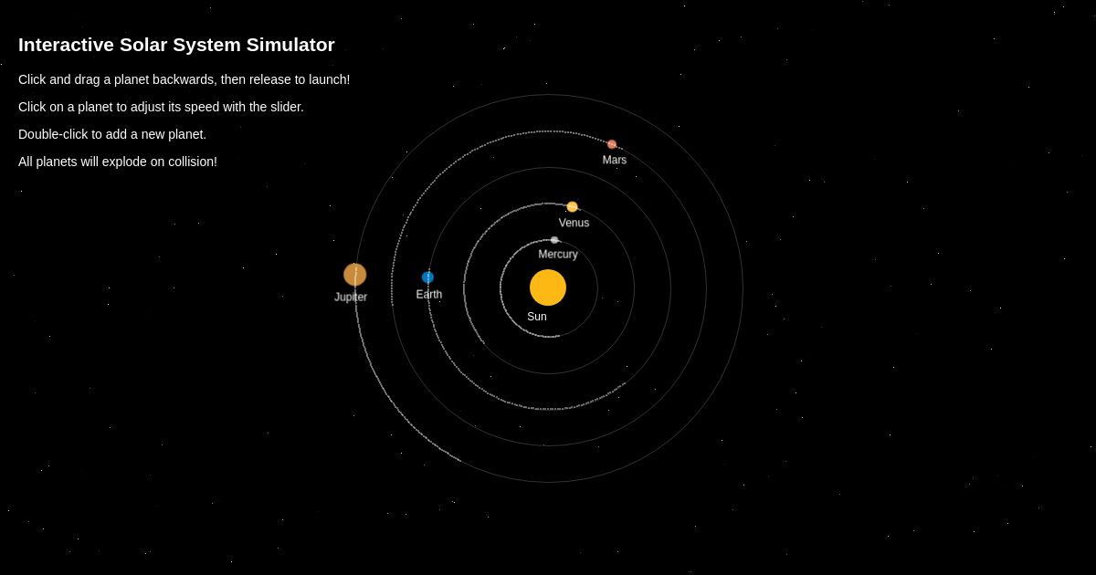 Interactive Solar System Simulator with Speed Control