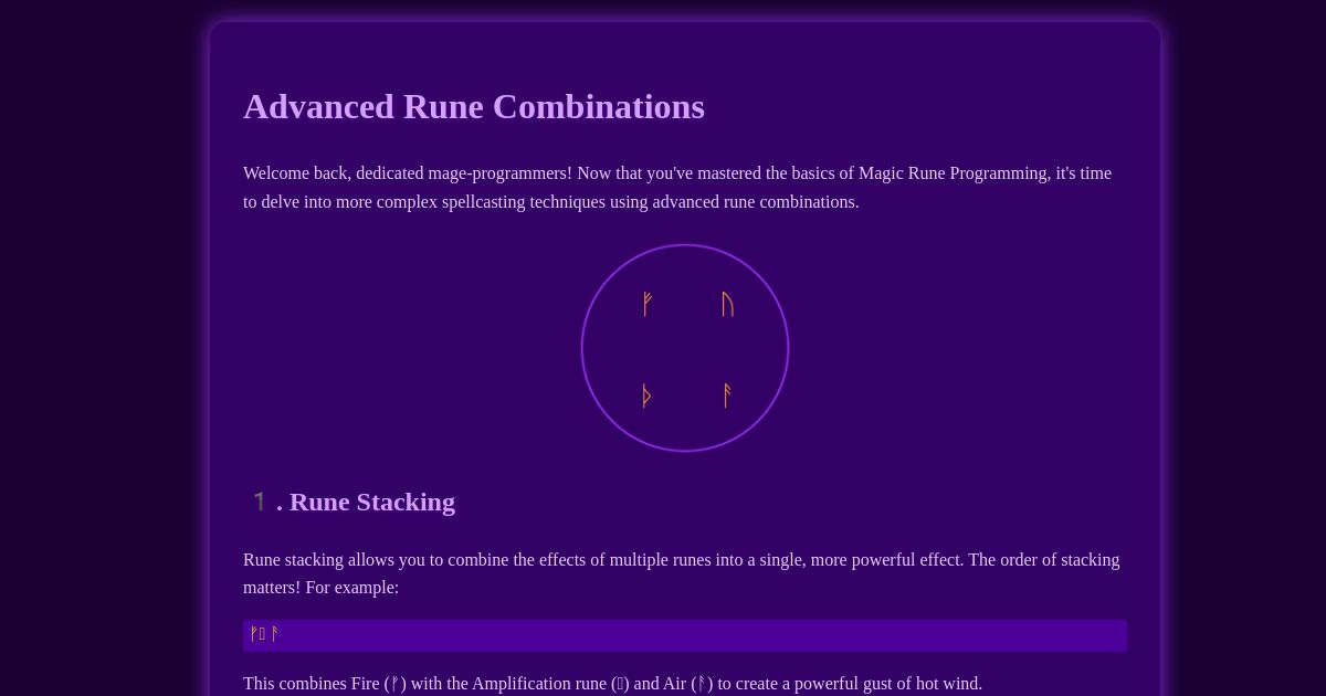 Learn to Program: Advanced Rune Combinations