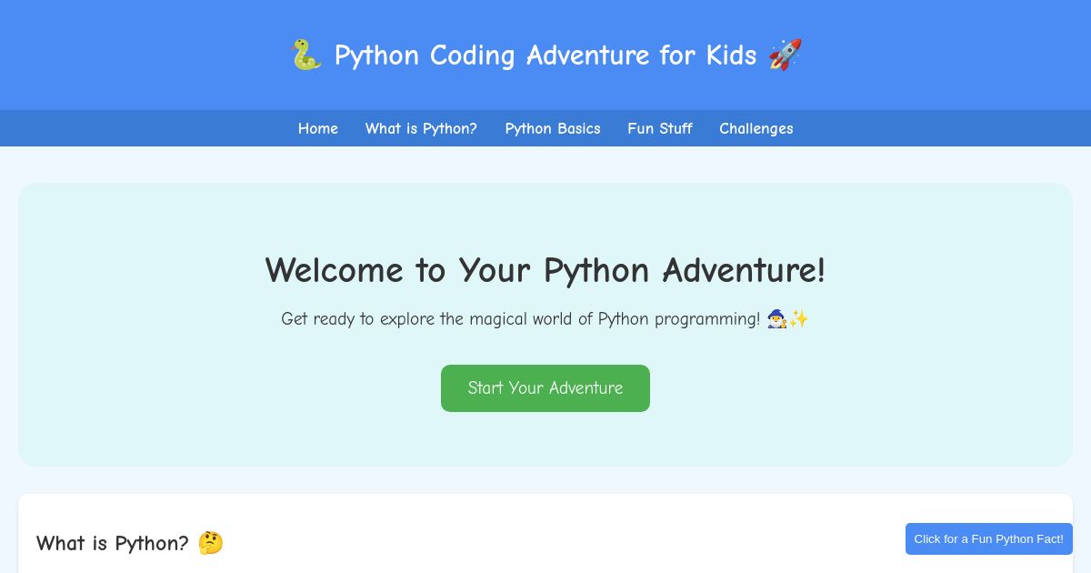 Python Coding Adventure for Kids
