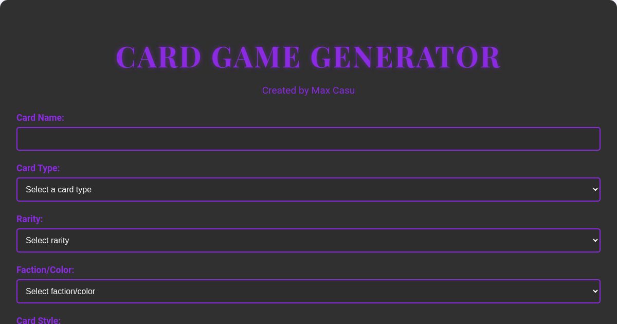 CARD GAME GENERATOR