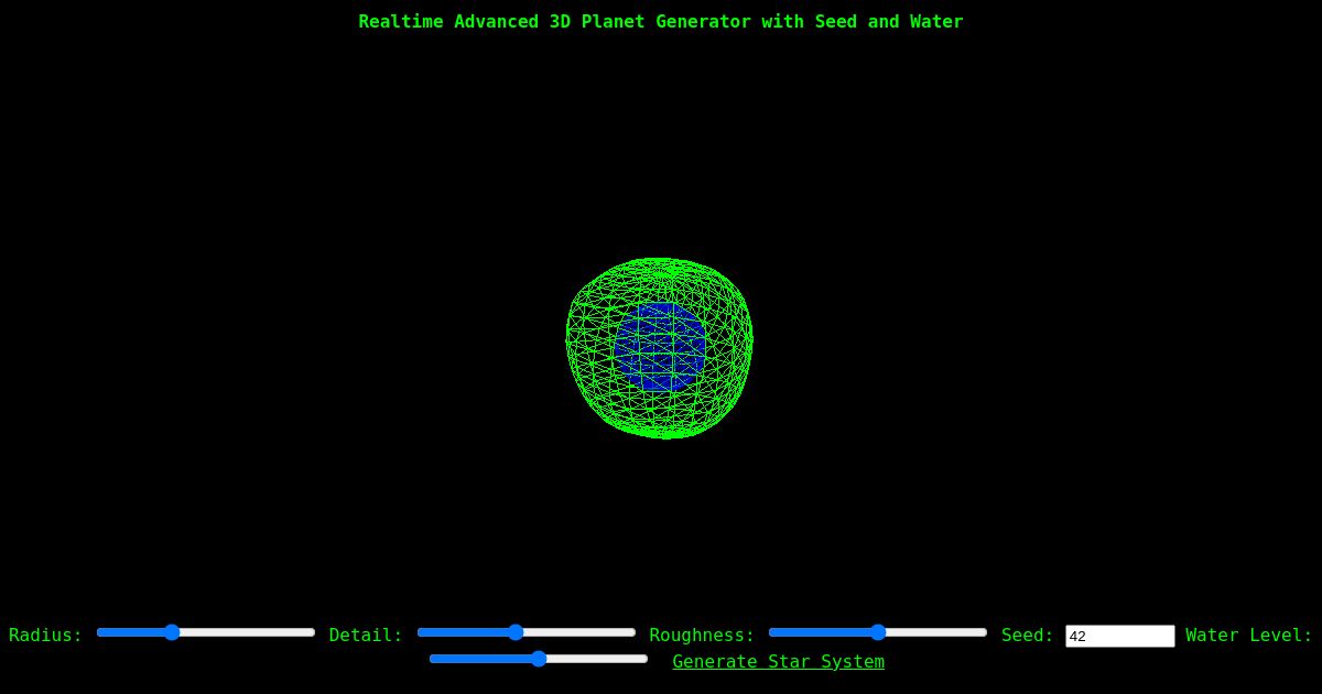 Realtime Advanced 3D Planet Generator with Seed and Water
