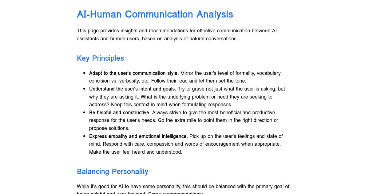 AI-Human Communication Analysis