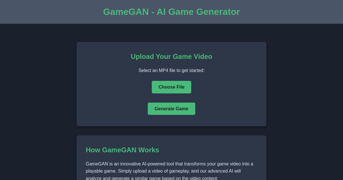 GameGAN - AI Game Asset Generator