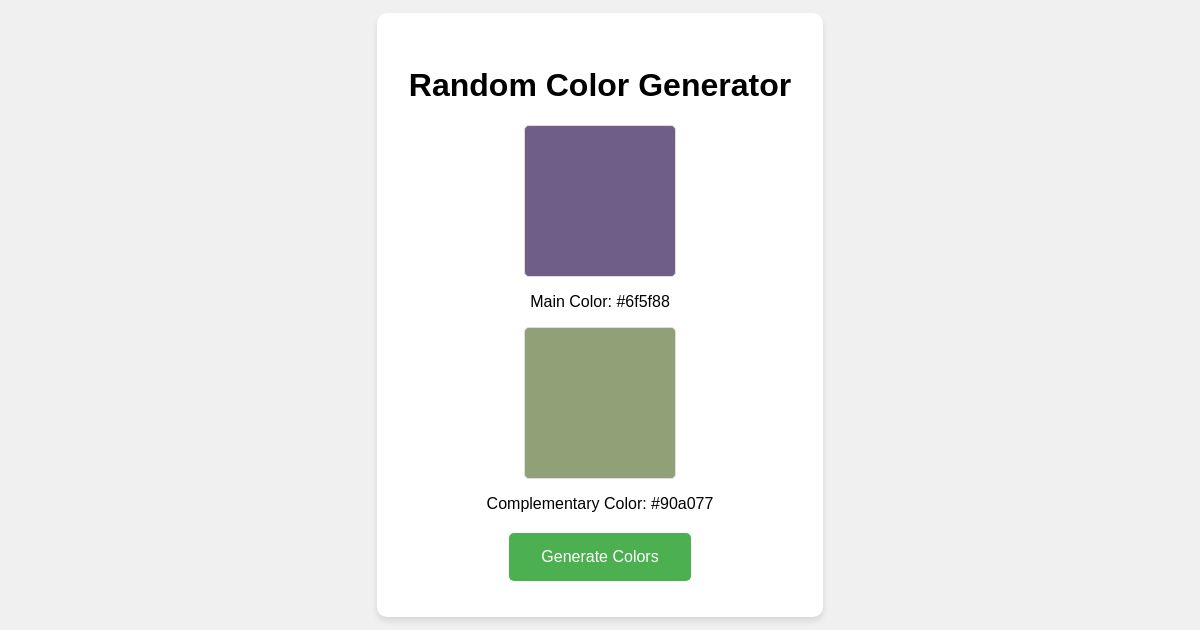 Random Color Generator with Complementary Color