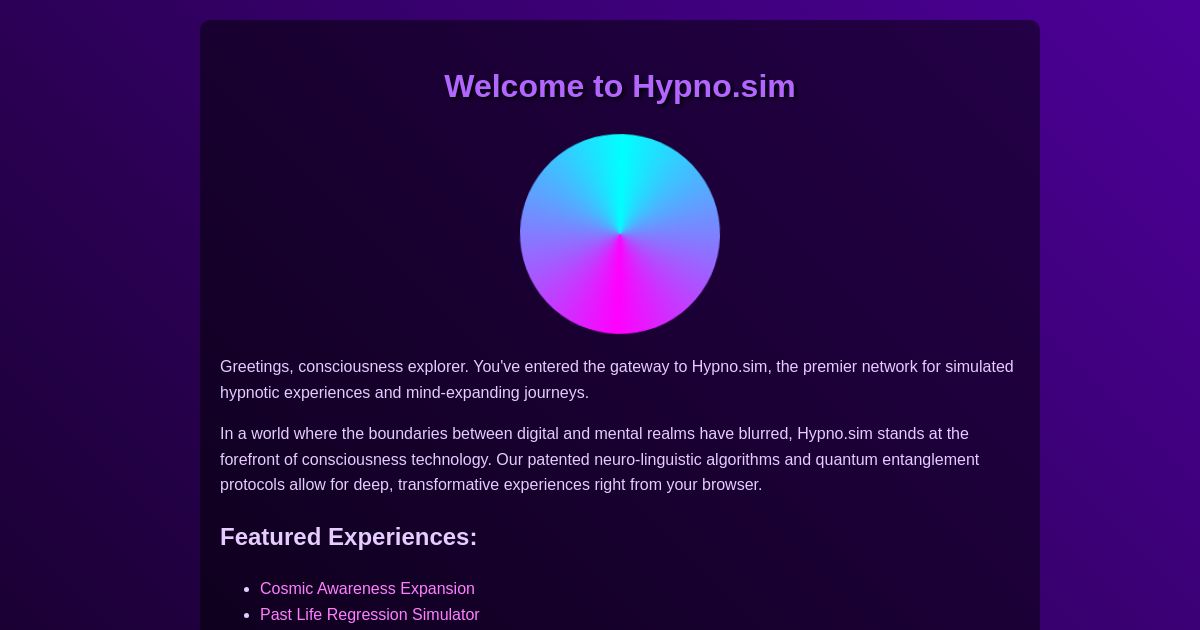 Hypno.sim - Consciousness Exploration Network