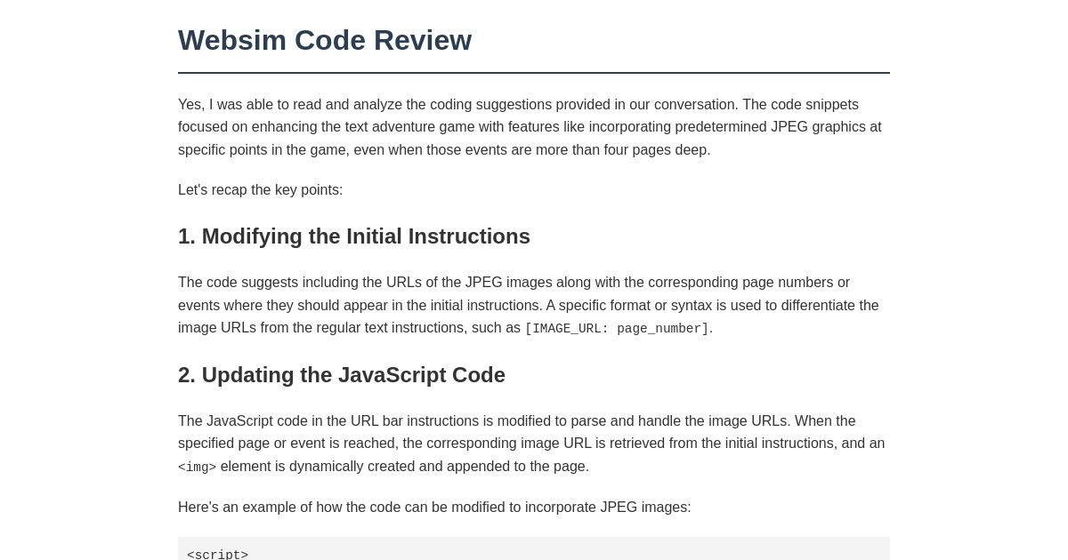 Websim Code Review