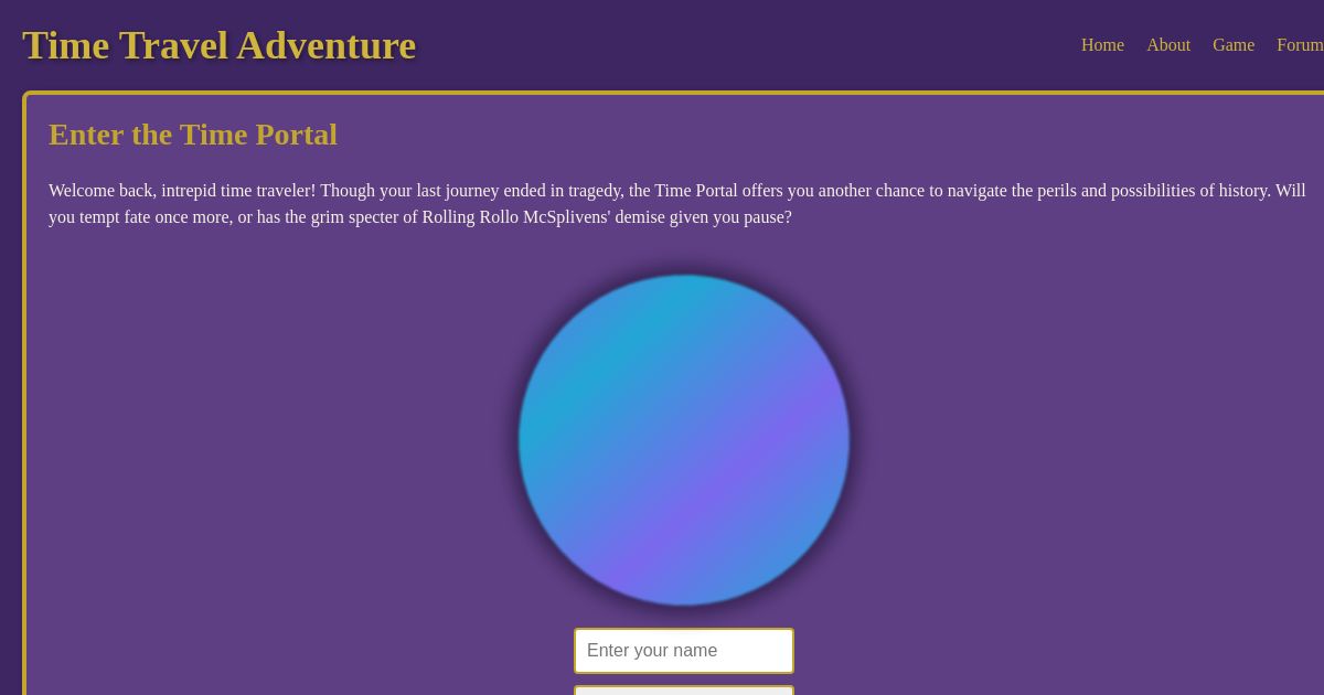 Time Travel Adventure - Enter the Portal
