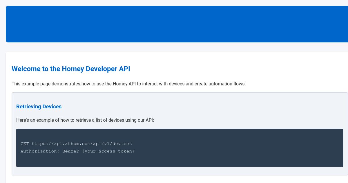 Athom Homey Developer Portal - API Example