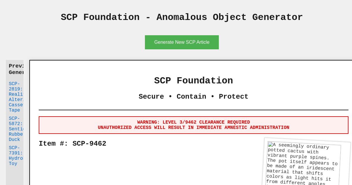 SCP Foundation - Anomalous Object Generator