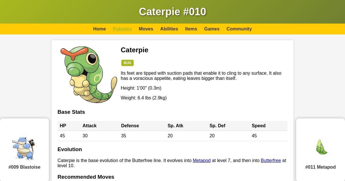 PokémonDB - Caterpie #010