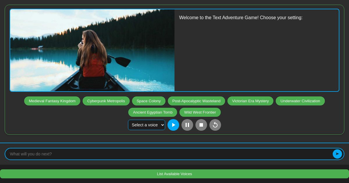 Text Adventure Game with Voice Selection