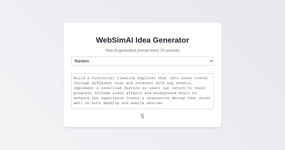 WebSimAI Idea Generator st