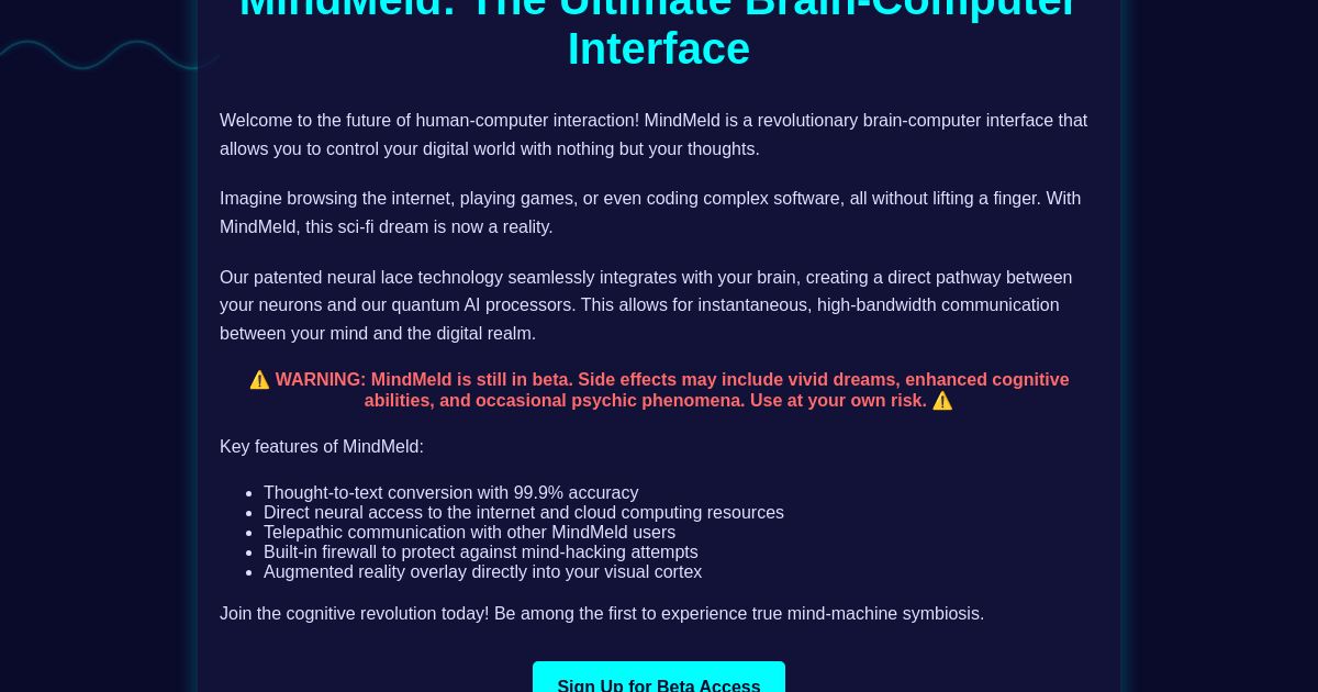 MindMeld: The Ultimate Brain-Computer Interface