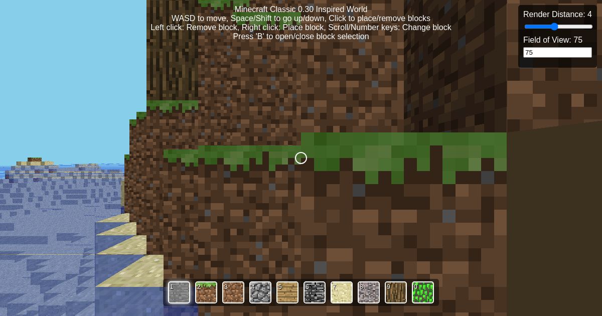 Minecraft Classic 0.30 Inspired World - WebSim