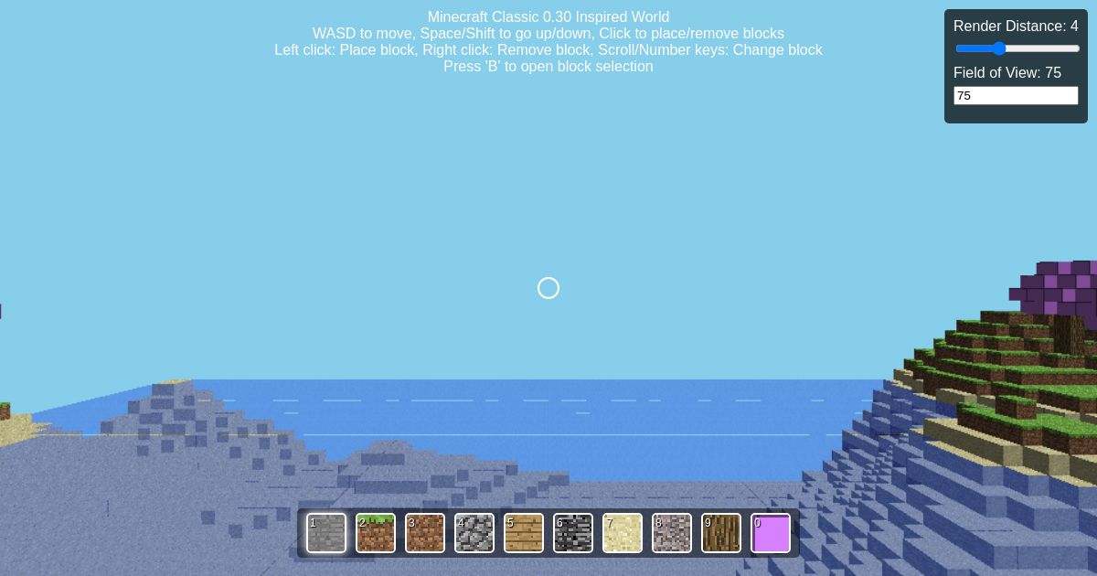 Minecraft Classic 0.30 Inspired World - WebSim