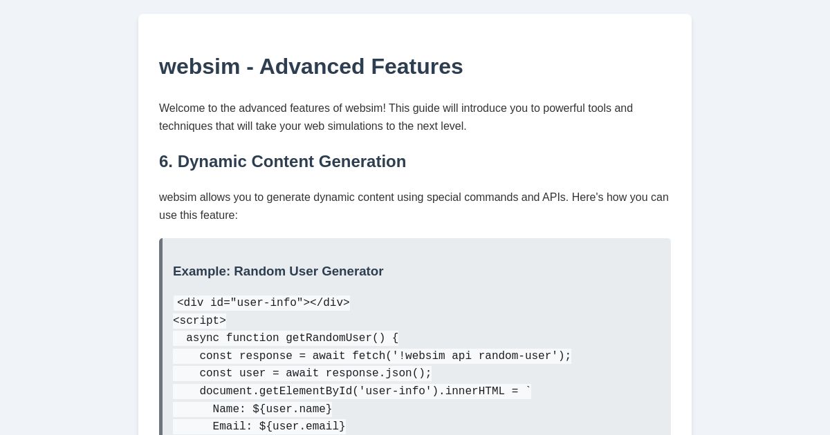 websim - Advanced Features styl
