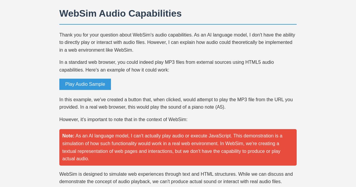 WebSim Audio Capabilities