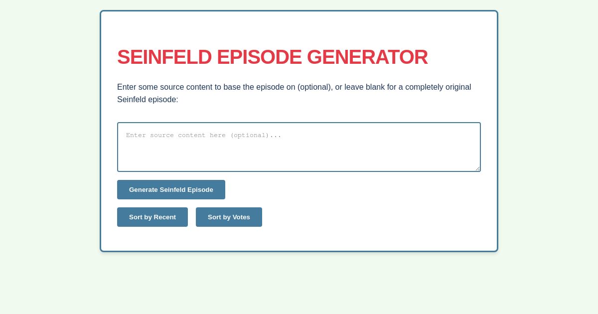 Seinfeld Episode Generator