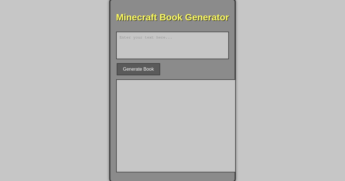 Minecraft Book Generator
