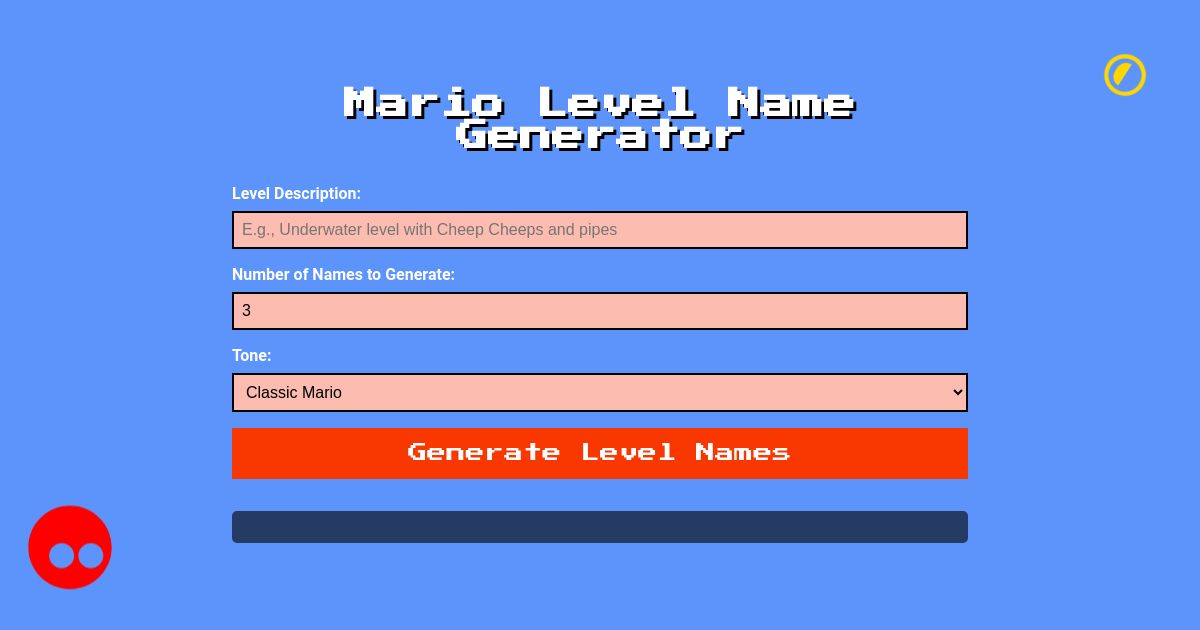 Mario Level Name Generator - Powered by GPT-6