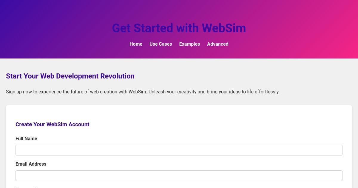 Get Started with WebSim - Your Web Development Revolution