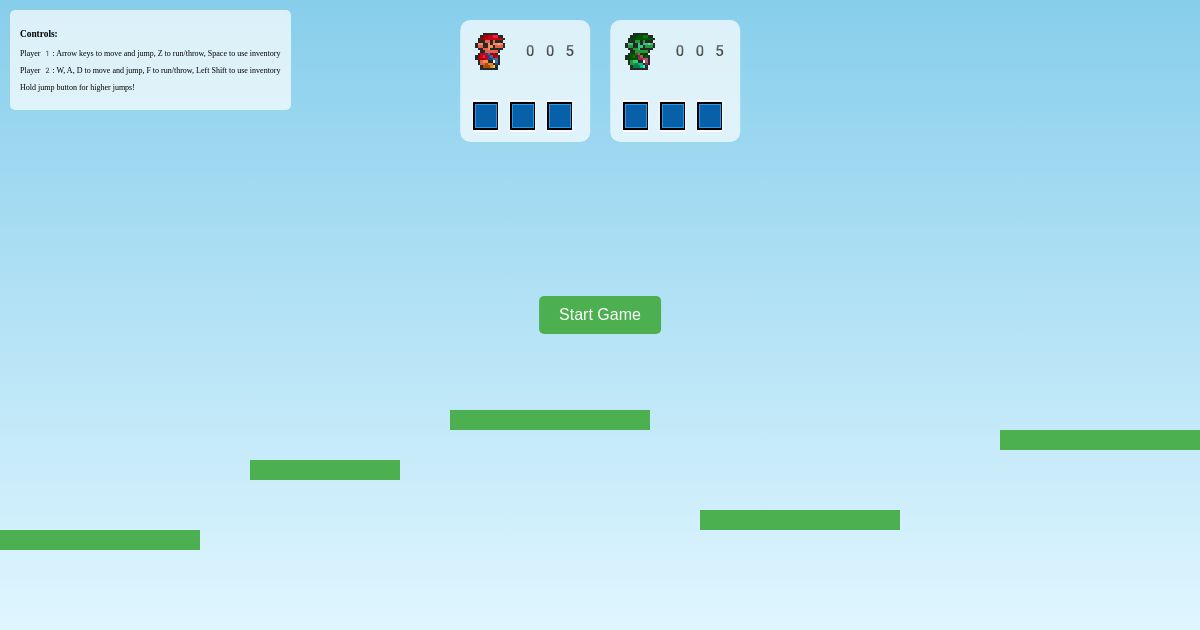 2D Platformer Adventure - Two Player Mario-style Game