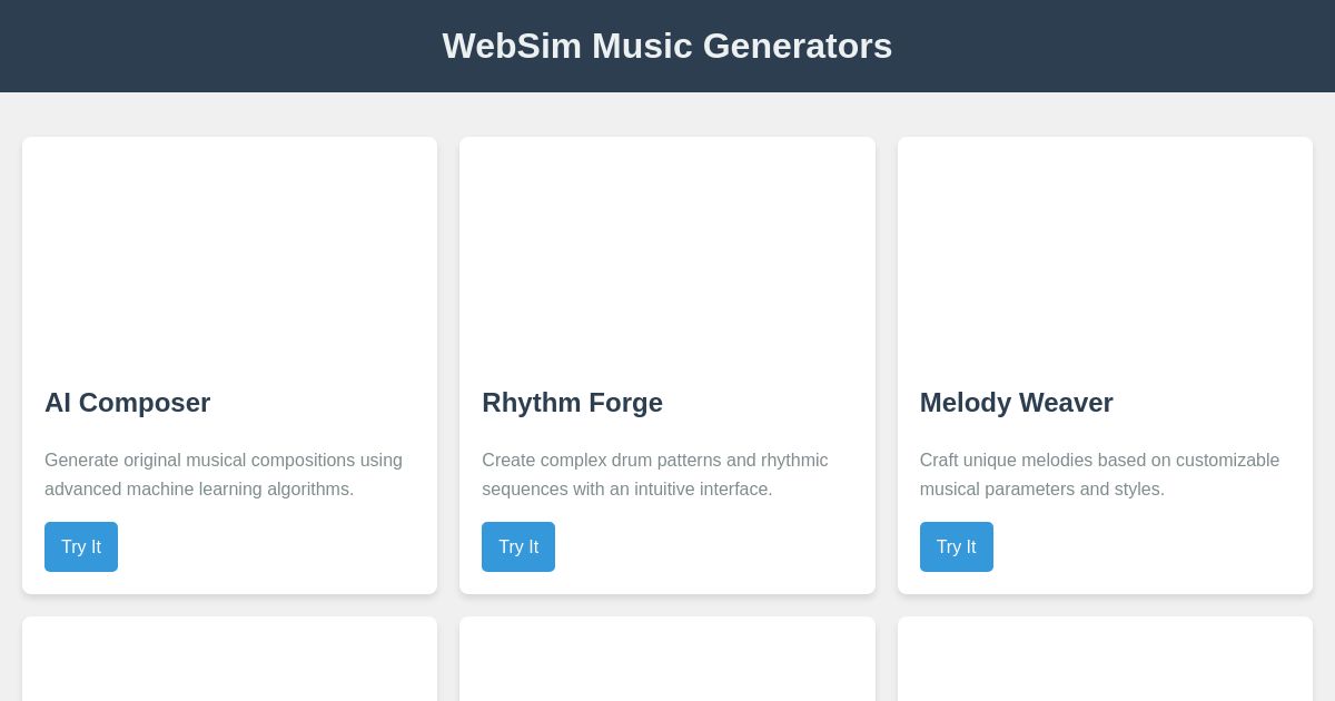 WebSim Music Generators