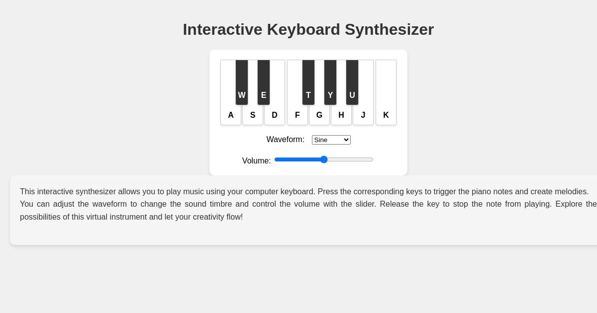 Interactive Keyboard Synthesizer