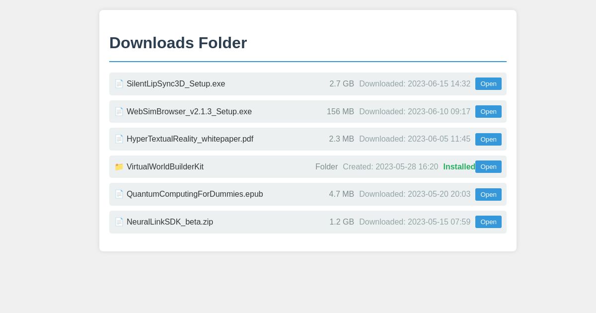 WebSim Downloads Folder