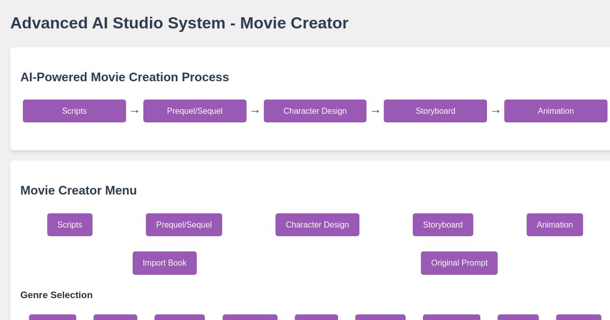 Advanced AI Studio System - Movie Creator