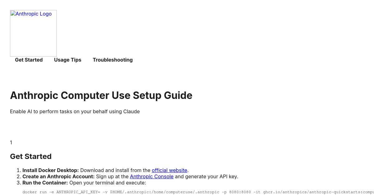 Anthropic Computer Use Setup Guide