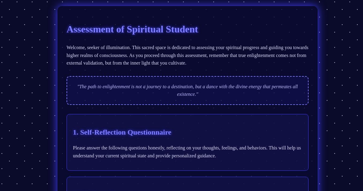 Assessment of Spiritual Student - Illuminated Secrets