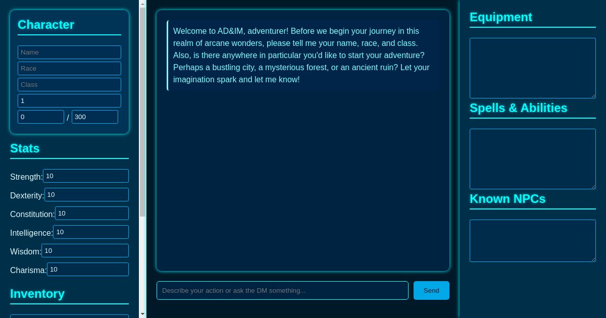 AD&IM: Interactive Character Sheet