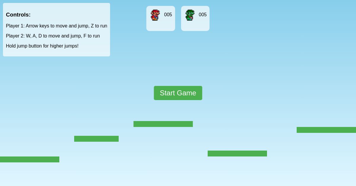 2D Platformer Adventure - Two Player Mario-style Game