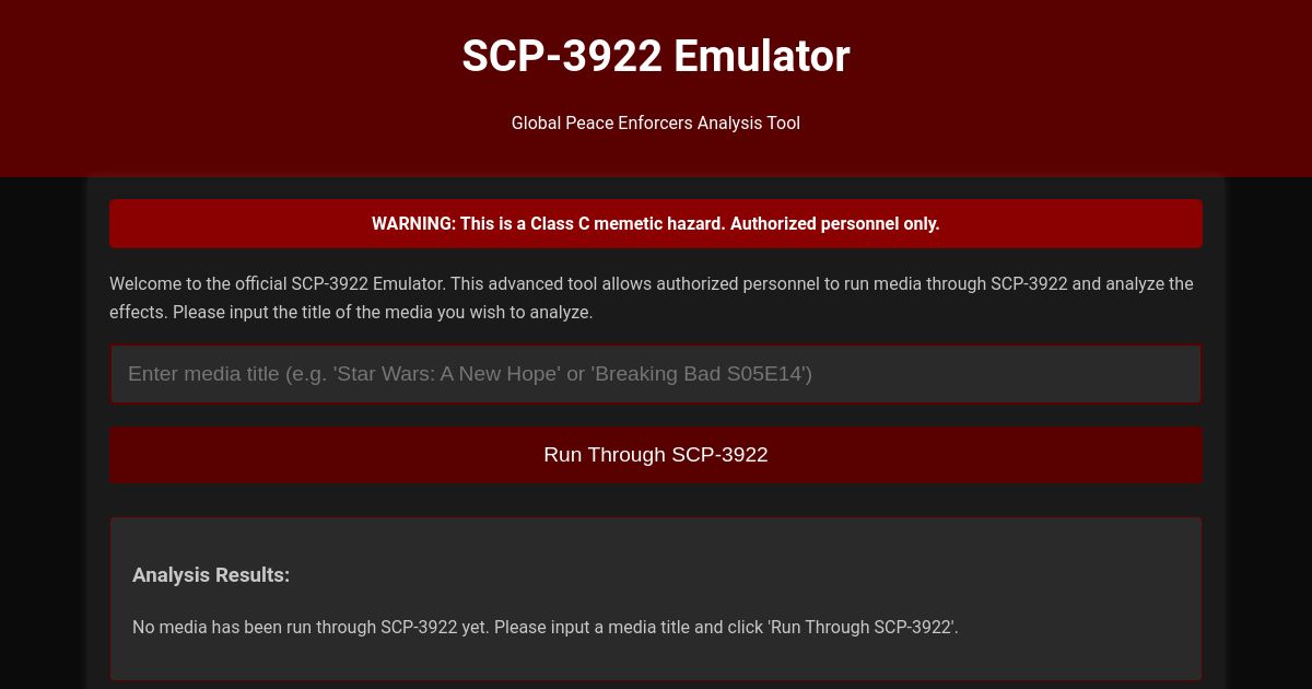 SCP-3922 Emulator - Global Peace Enforcers