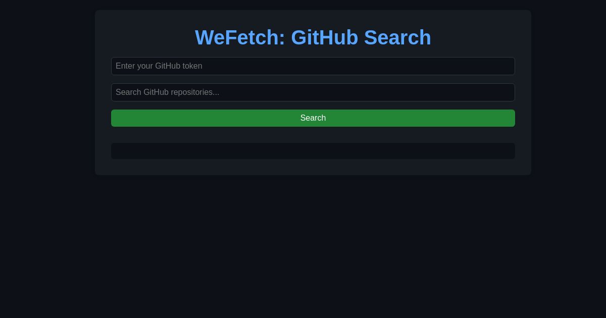WeFetch - GitHub Search with Token style