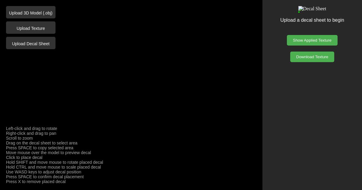 WebSim 3D Viewer with Rotatable and Scalable Decal Preview