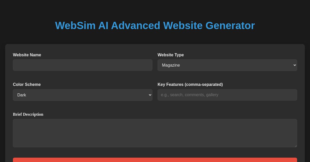 WebSim AI - Advanced Website Generator