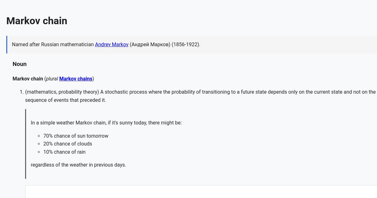 Markov chain - Wiktionary