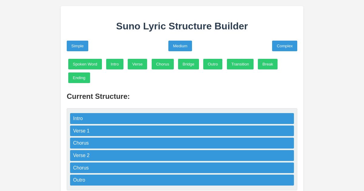 Suno Lyric Structure Builder