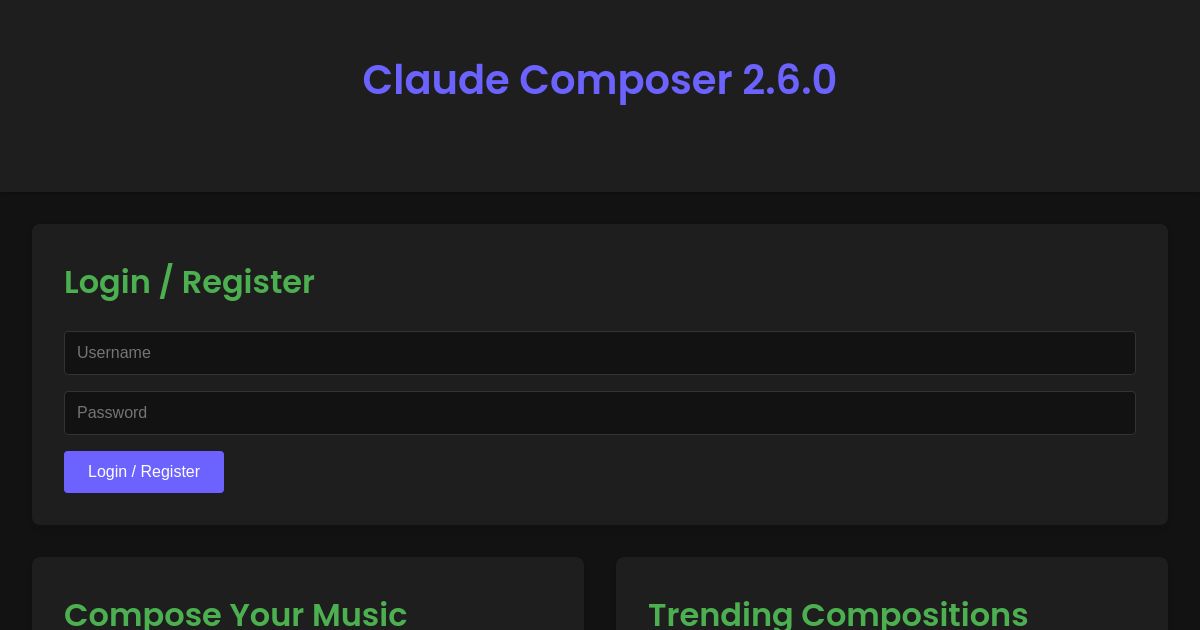 Claude Composer 2.6.0 - AI Music Creation & Sharing