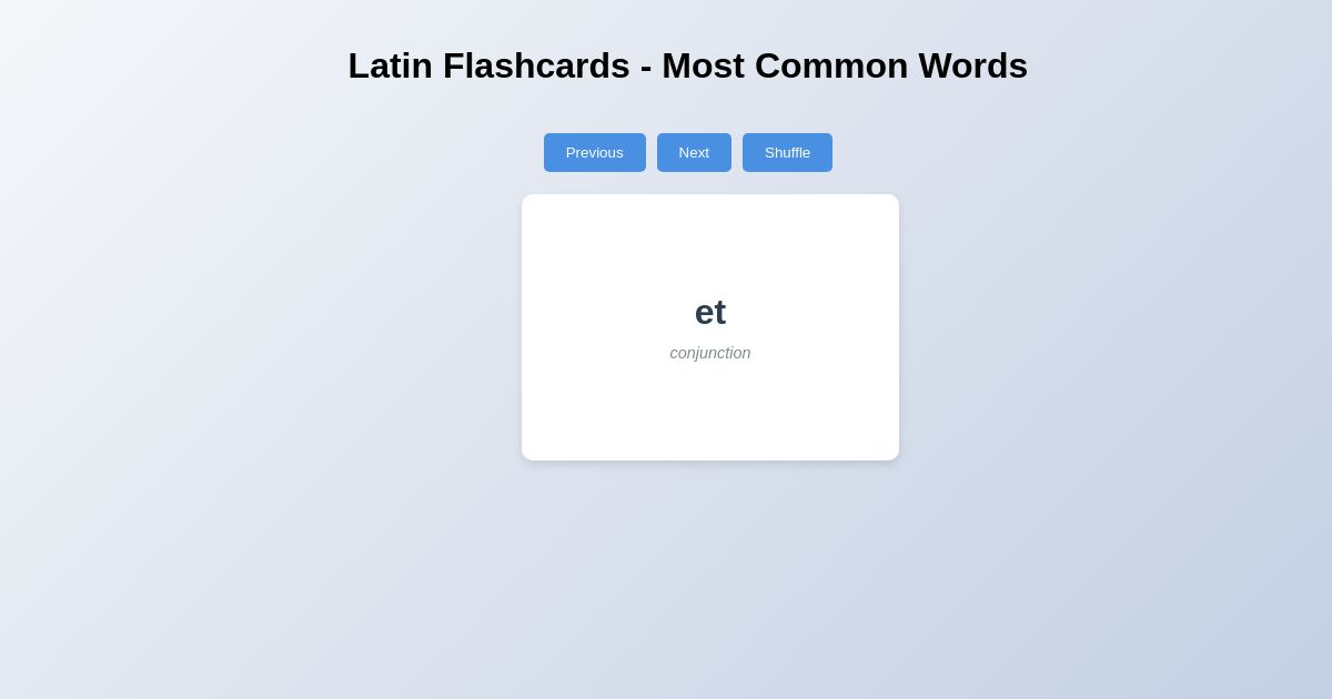 Latin Flashcards - Top 100 Words