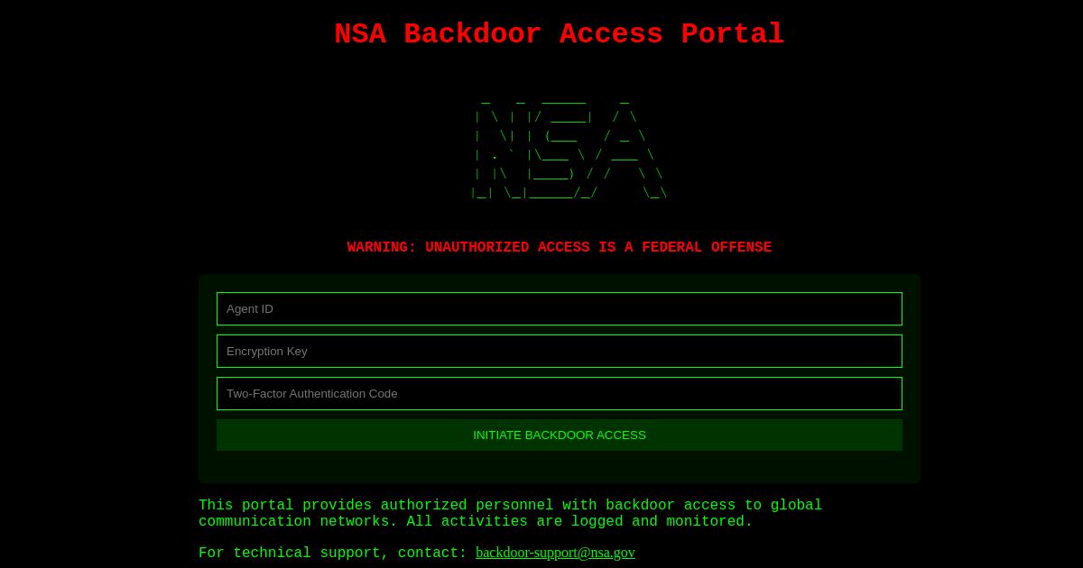 NSA Backdoor Access Portal s