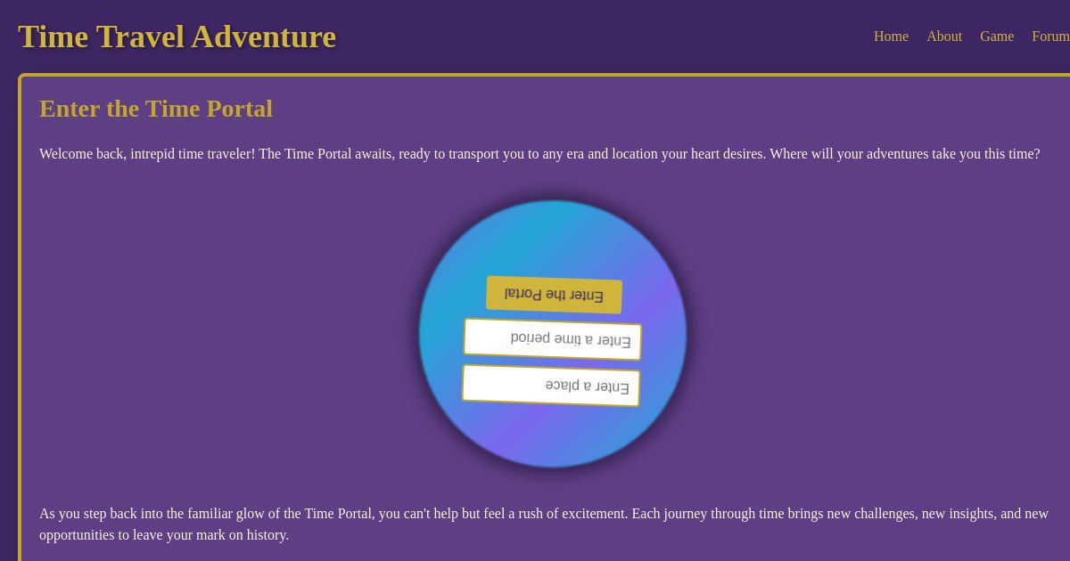 Time Travel Adventure - Enter the Portal