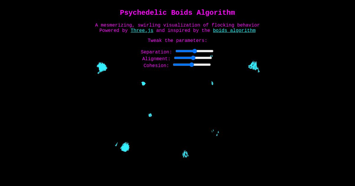 Psychedelic Boids Simulation in Three.js