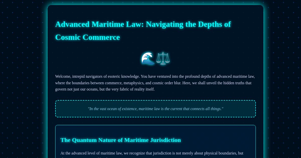 Advanced Maritime Law: Navigating the Depths of Cosmic Commerce ...