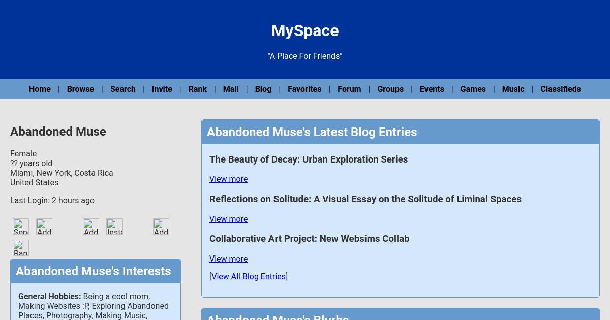 Abandoned Muse's MySpace