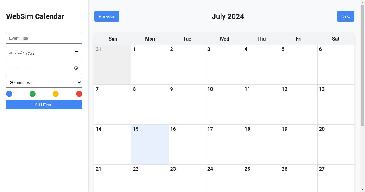 WebSim Advanced Calendar styl