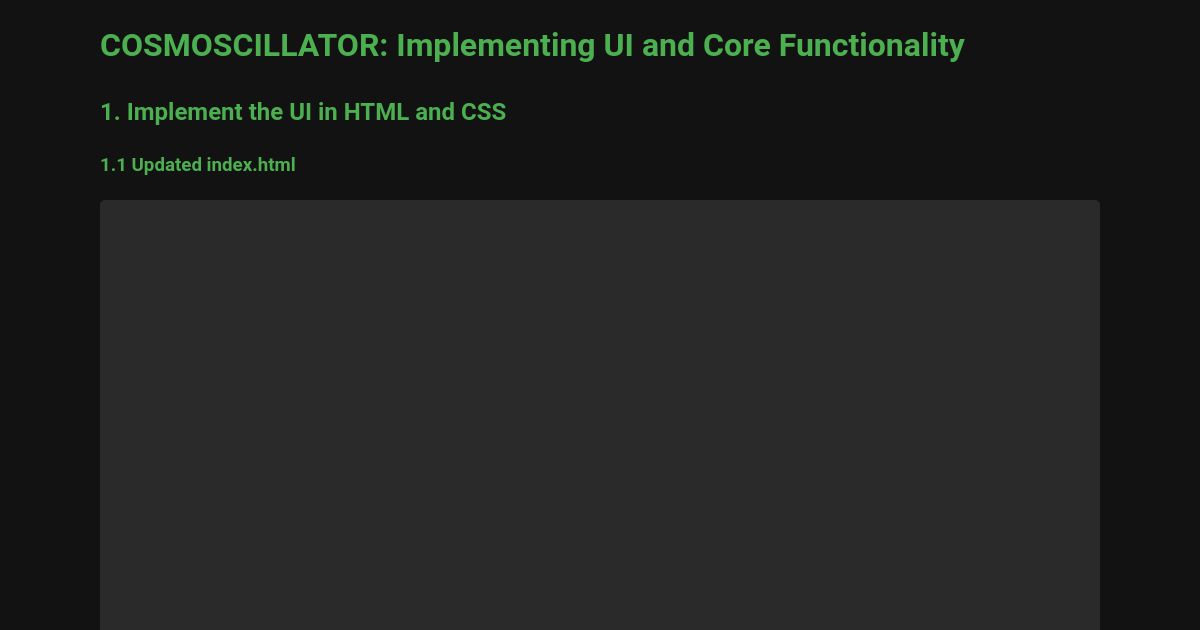 COSMOSCILLATOR: Implementing UI and Core Functionality