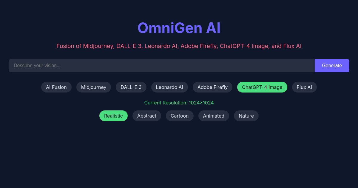 OmniGen AI - Fusion of Midjourney, DALL-E 3, Leonardo AI, Adobe Firefly, ChatGPT-4 Image, and ...